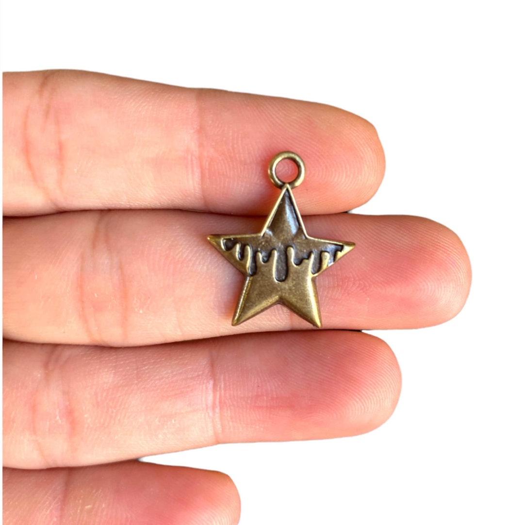 2 Bronze Star Charms - Antique Bronze Plated Star Pendant -jewellery ...