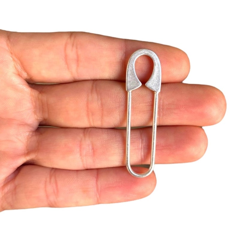 2 Silver Big Pin Charms - Antique Silver Plated Safety Pin Pendant ...