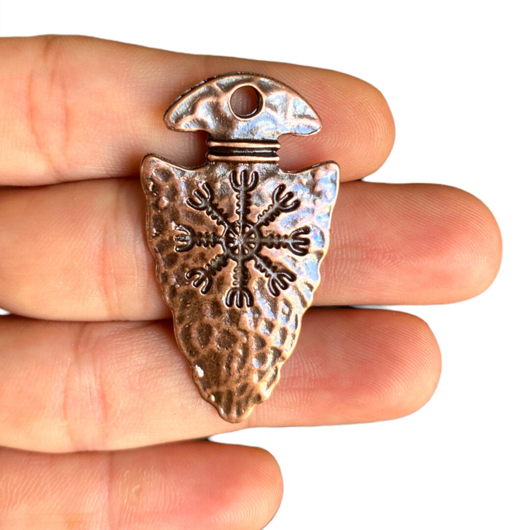 Copper Arrowhead Charm - Antique Copper Plated Ethnic Arrowhead Pendant - Ethnic Charms ...