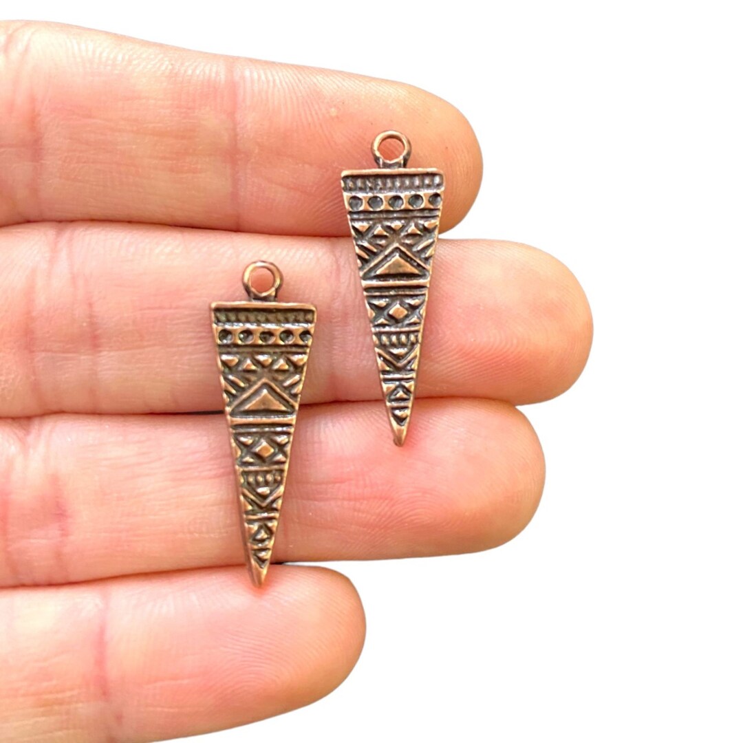 2 Copper Ethnic Triangle Charms Triangle Pendant Antique Copper Plated ...