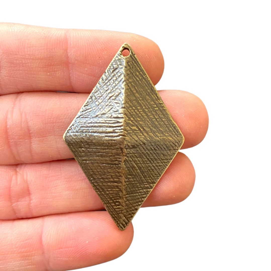 1 Bronze Pyramid Charm Antique Bronze Plated Diamond Shape Charm ...