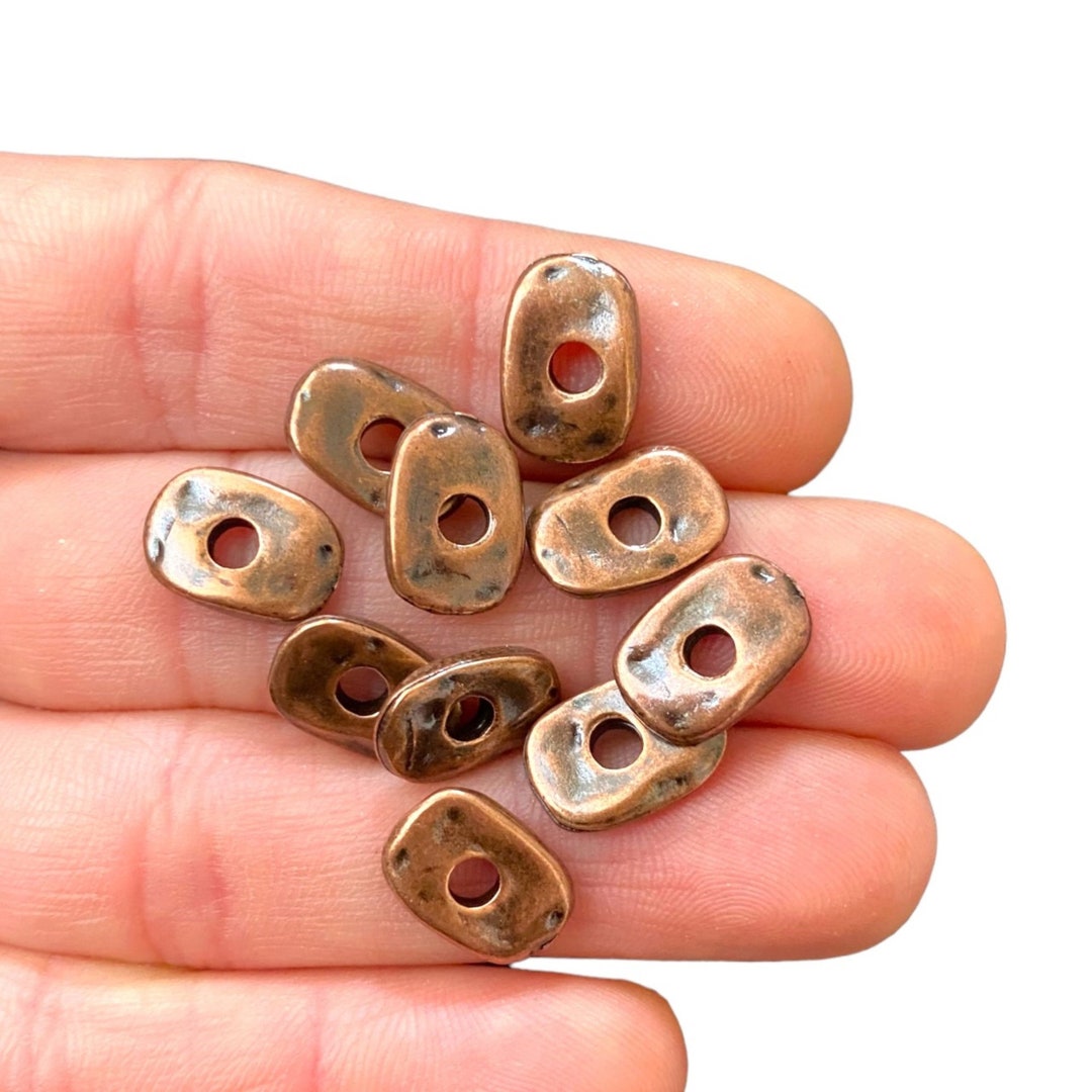 10 Copper Hammered Rectangle - Antique Copper Plated Flake Connector ...