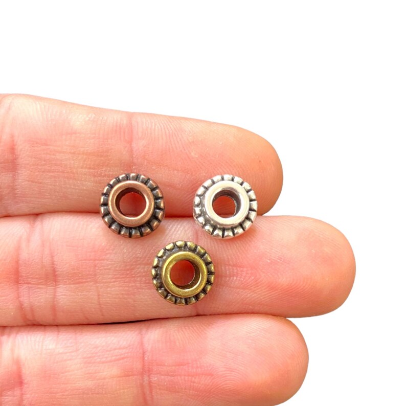 5 Silver Metal Disc Beads Antique Silver Plated Spacer Beads - Etsy