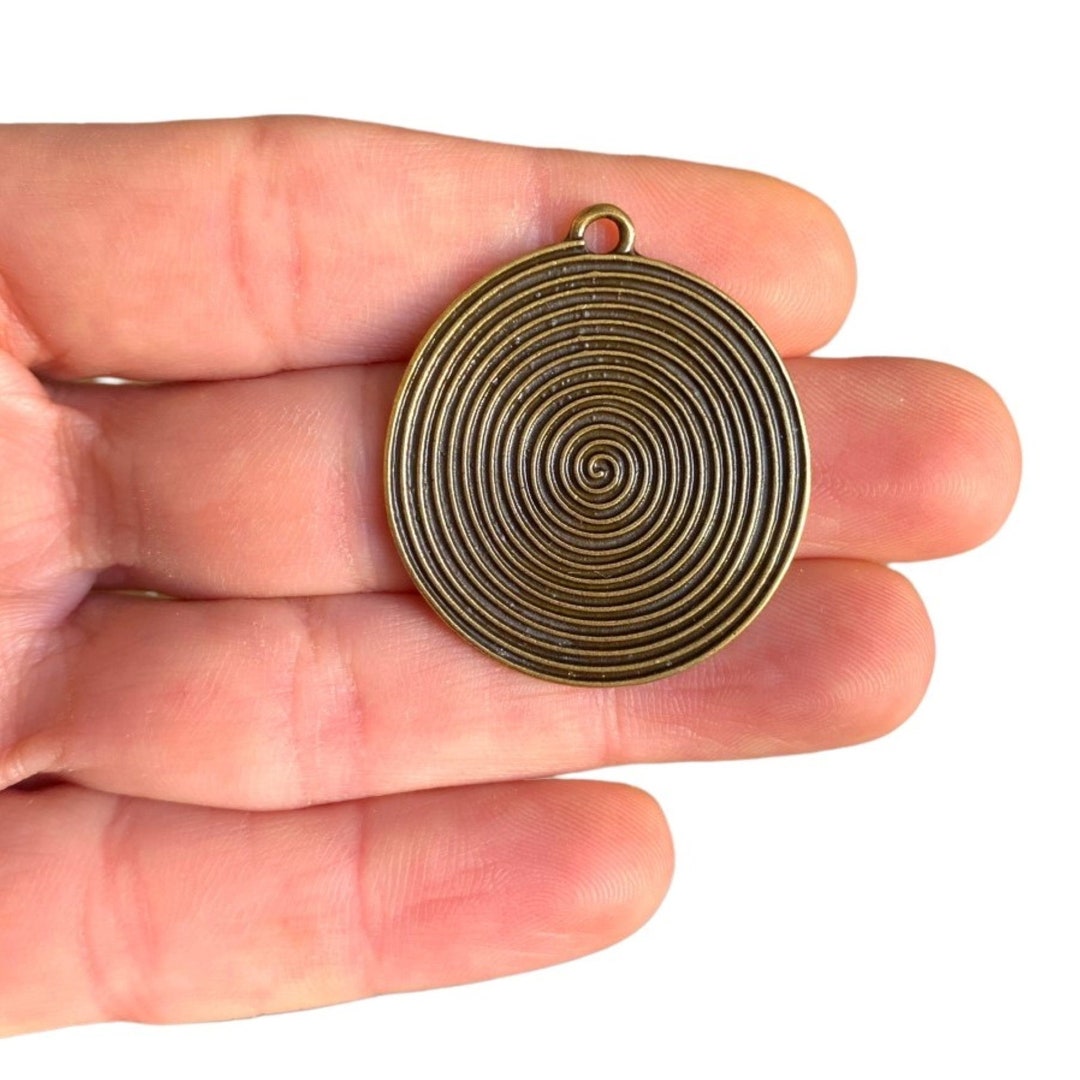 Bronze Spiral Charm Antique Bronze Plated Tribal Round Pendant ...