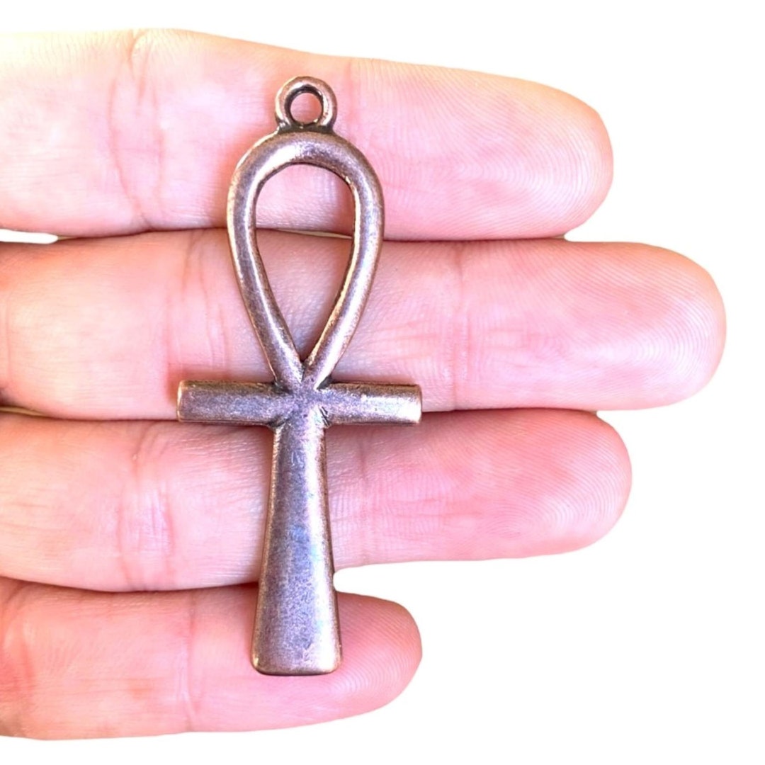 Big Ankh Cros Charm - Antique Copper Plated Ankh Cross Pendant ...
