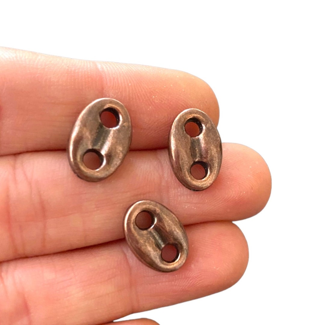 3 Copper Button Charm Antique Copper Plated Button Spacer Beads Metal ...