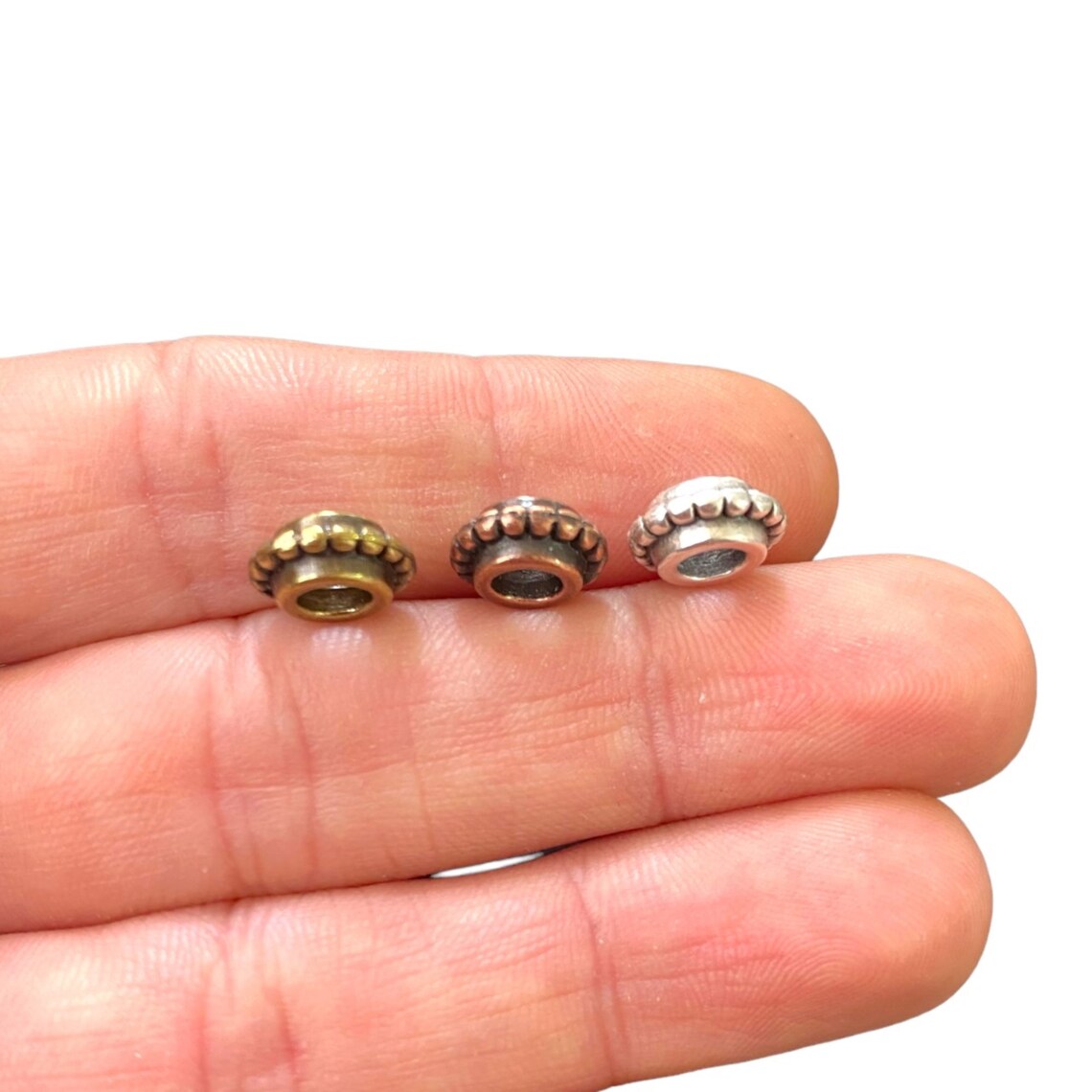 5 Silver Metal Disc Beads Antique Silver Plated Spacer Beads - Etsy