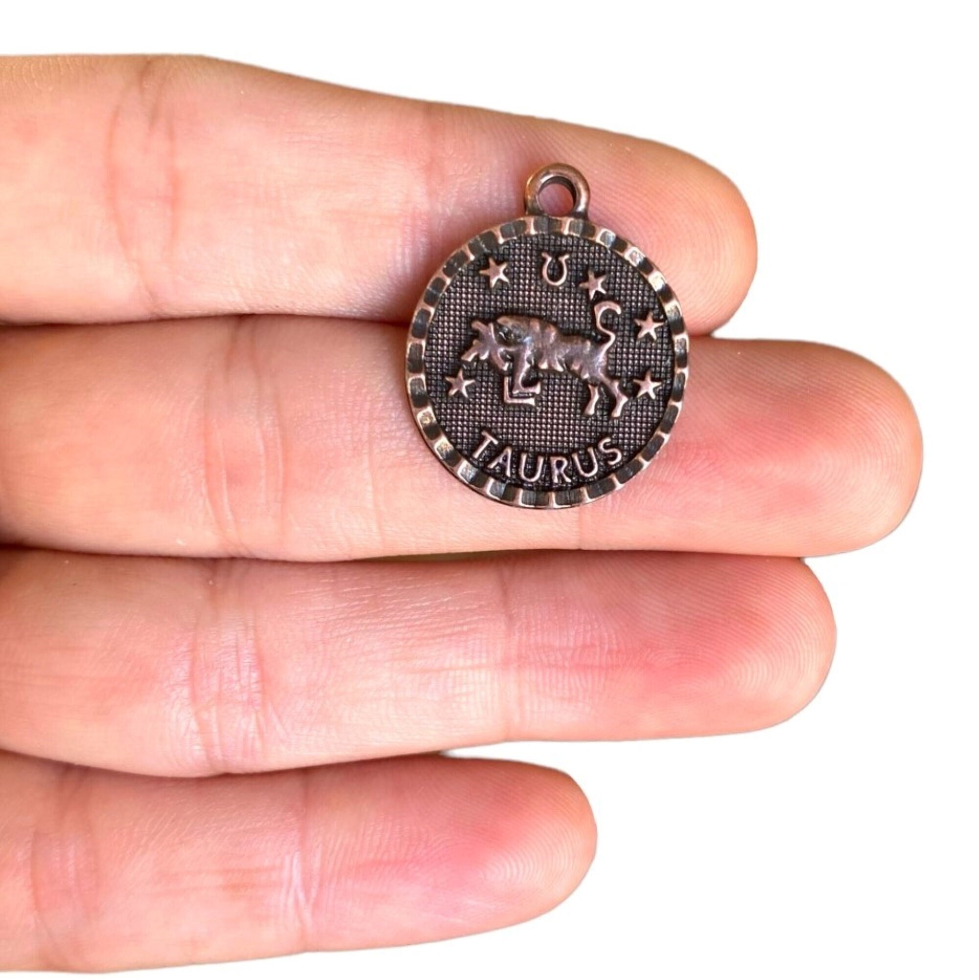 Copper Taurus Charm Zodiac Sign Pendant Antique Copper Plated Horoscope ...