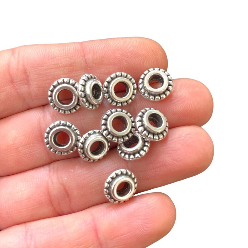 5 Silver Metal Disc Beads Antique Silver Plated Spacer Beads - Etsy