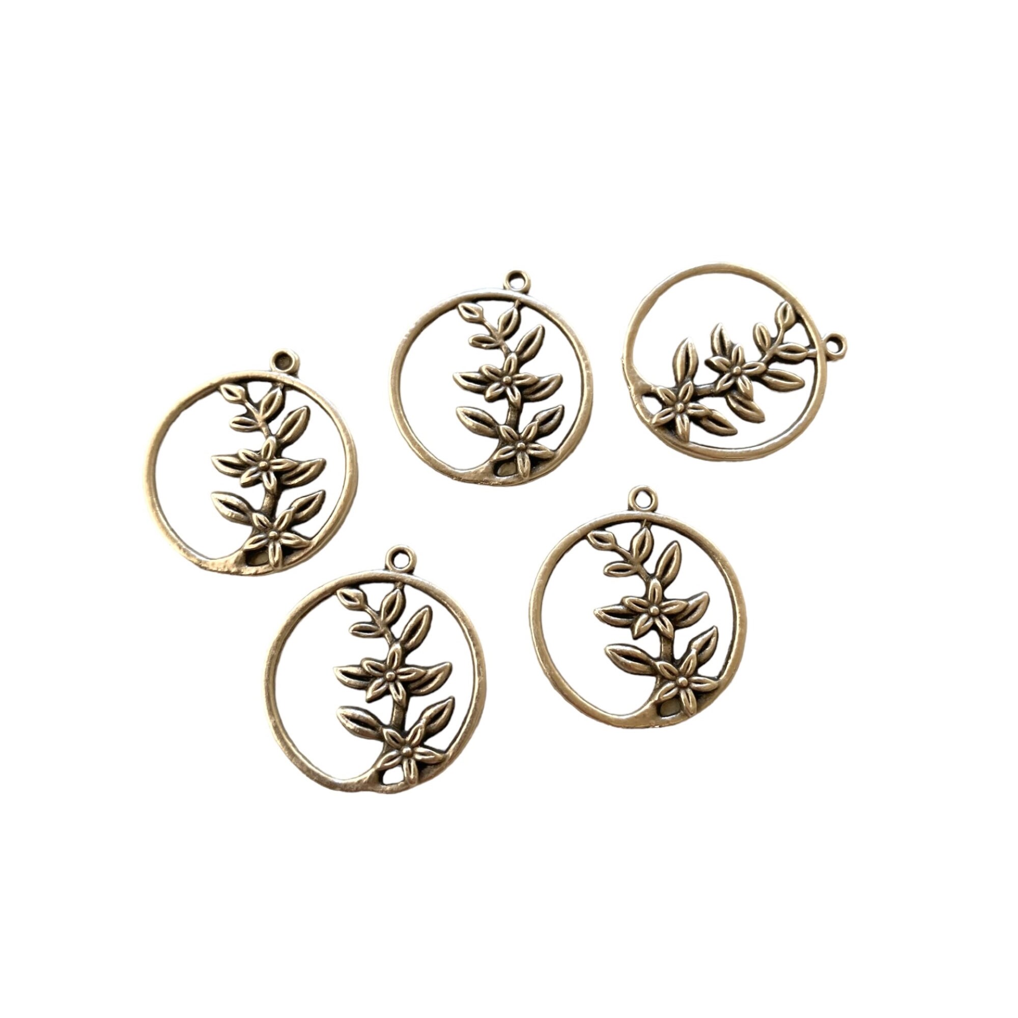 Silver Flower Frame Charm 2 Antique Silver Plated Flower Pendant Flower ...