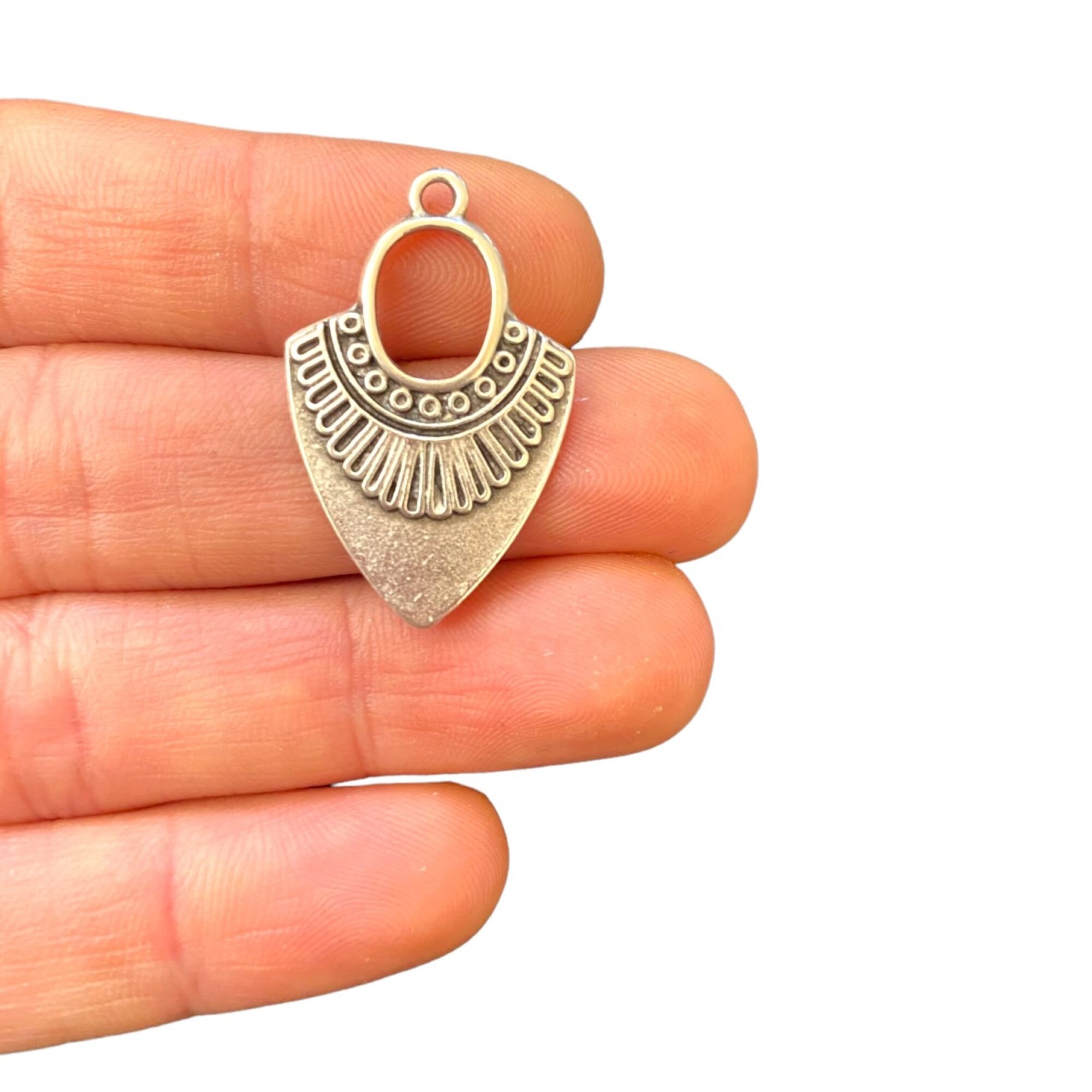 2 Silver Ethnic Charm Antique Silver Plated Earring Components Ethnic ...