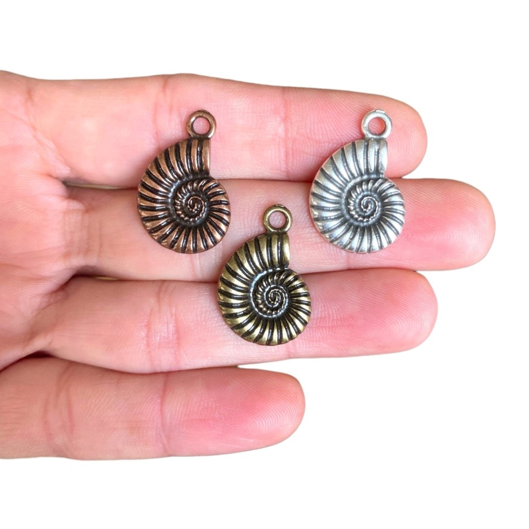 2 Copper Snail Shell Charms Antique Copper Plated Snail Pendant ...