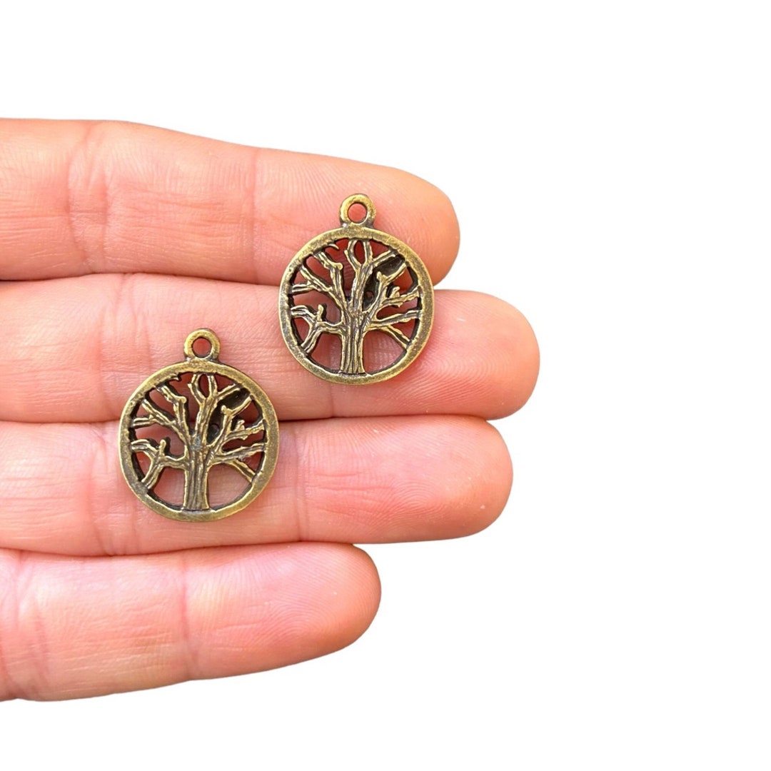 2 Bronze Tree Charm - Antique Bronze Plated Tree of Life Charms - Tree ...