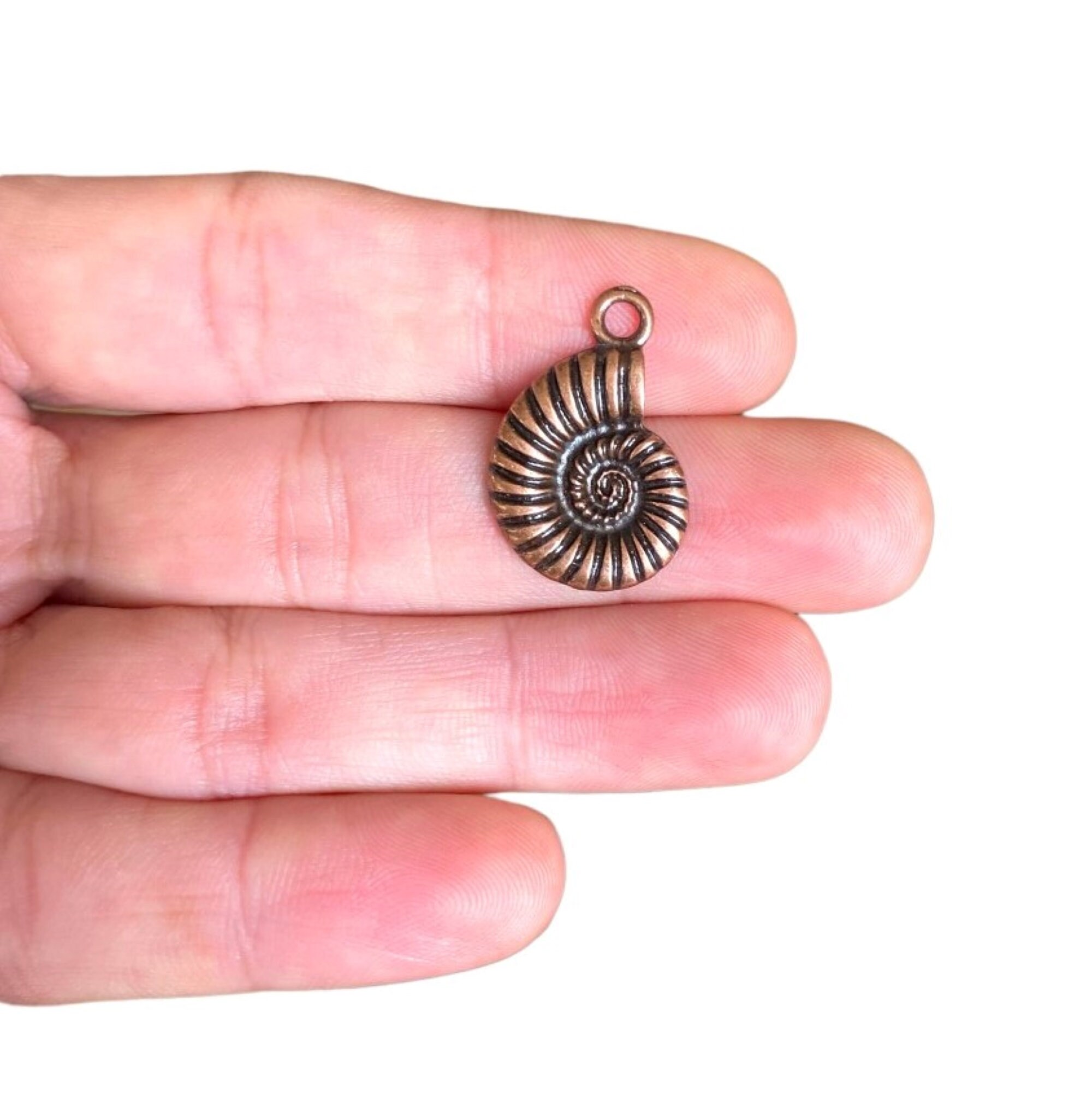 2 Copper Snail Shell Charms Antique Copper Plated Snail Pendant ...