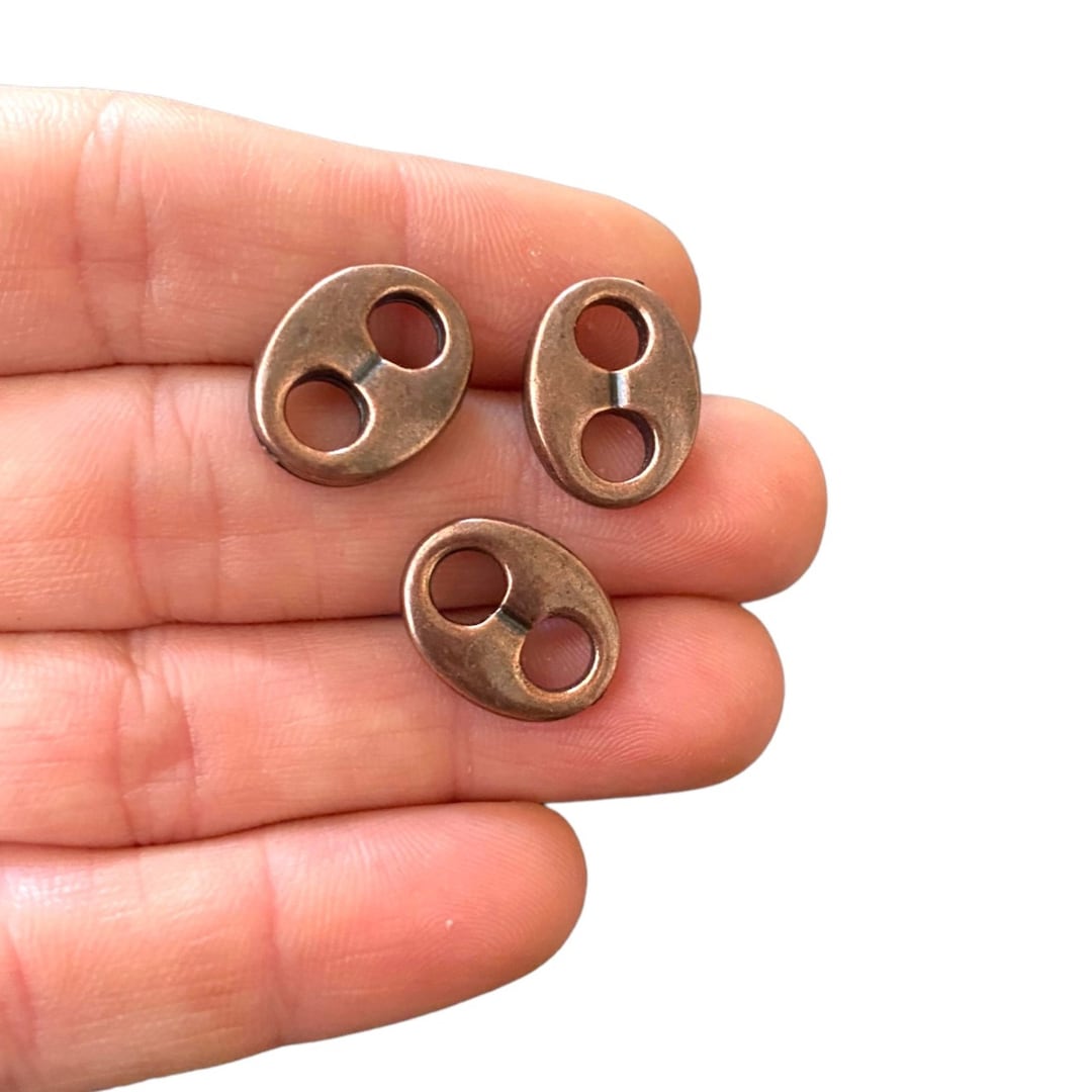 3 Copper Button Charm Antique Copper Plated Button Spacer Beads Metal ...