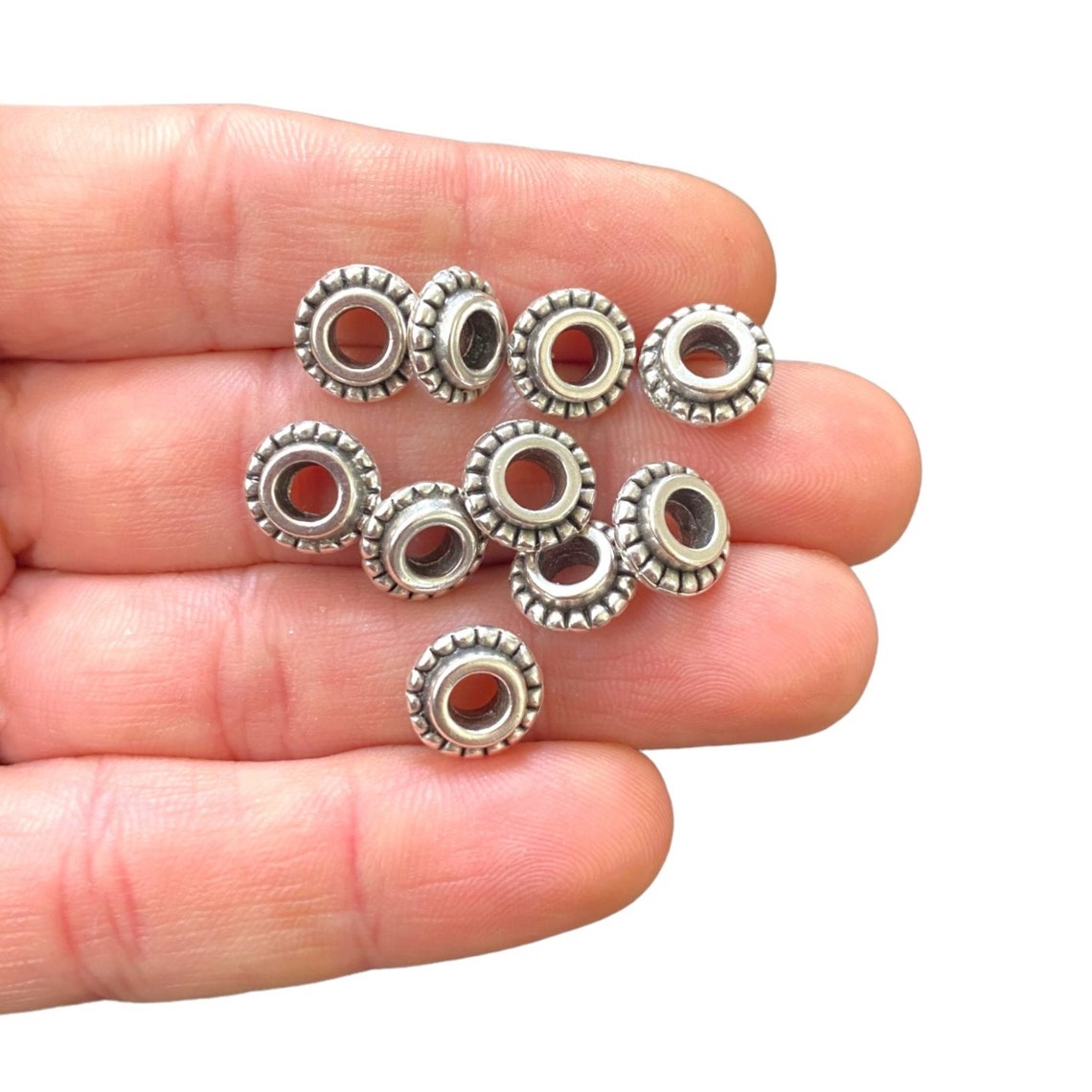 5 Silver Metal Disc Beads Antique Silver Plated Spacer Beads - Etsy