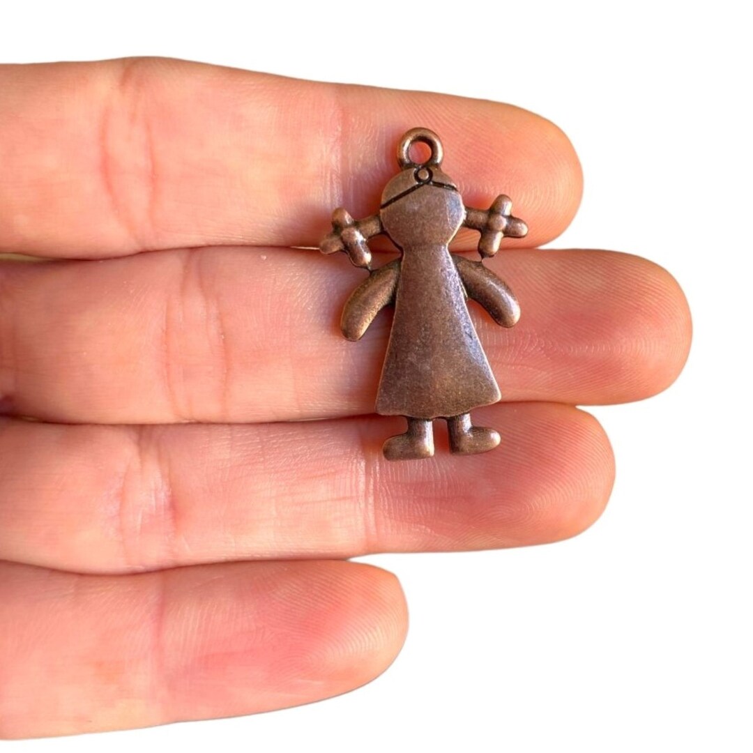 Copper Doll Charm - Antique Copper Plated Doll Pendant - Jewellery ...