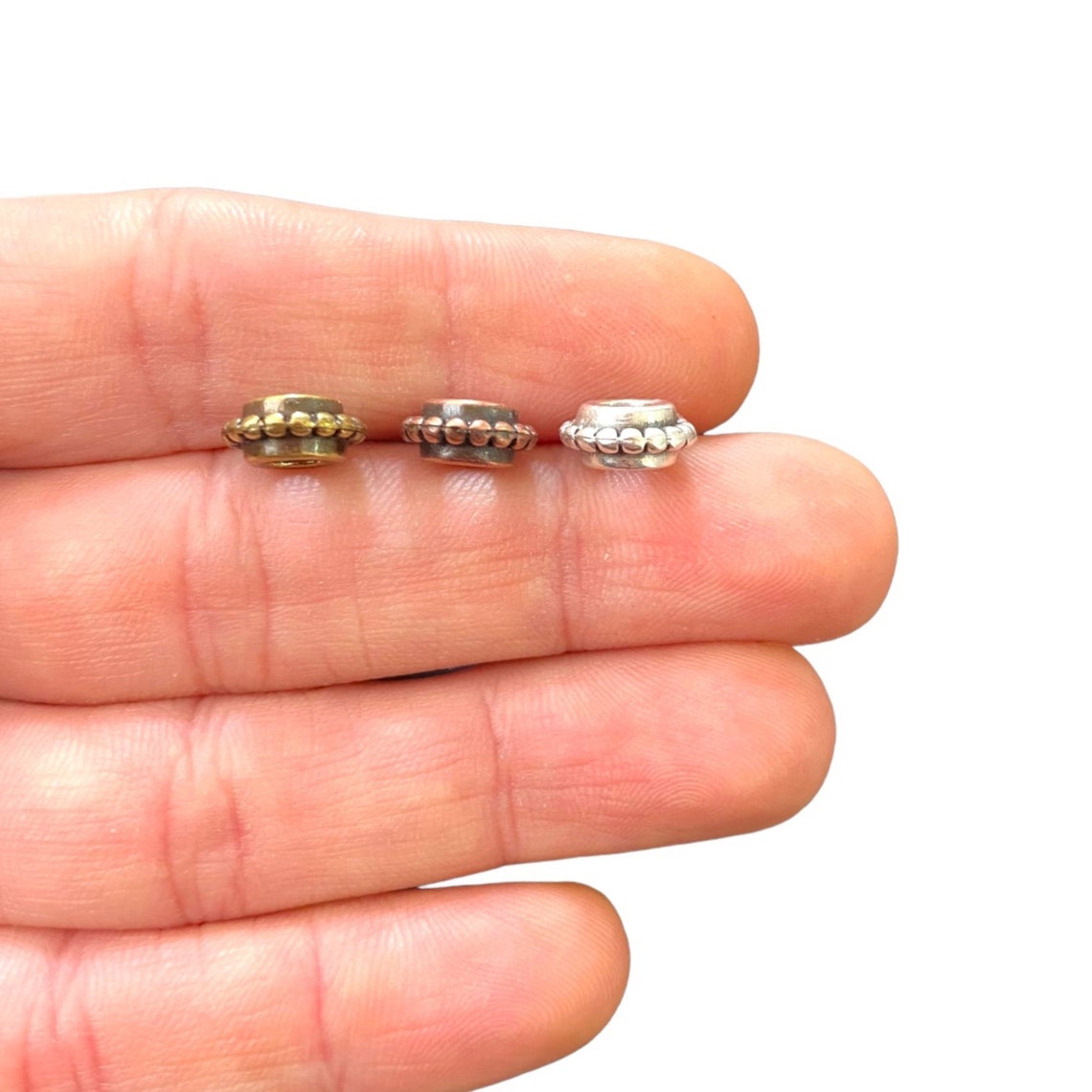 5 Silver Metal Disc Beads Antique Silver Plated Spacer Beads - Etsy