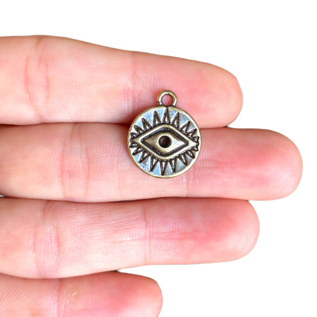 4 Bronze Evil Eyes Charm Antique Bronze Plated Evil Eye Pendant Eye ...