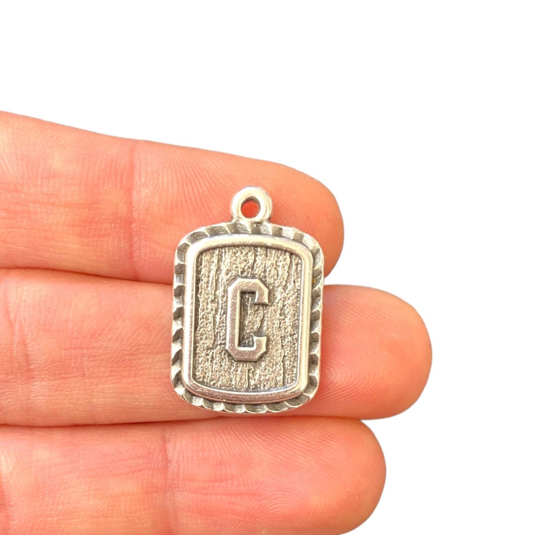Silver Alphabet Charm - Antique Silver-plated C Letter Charm ...