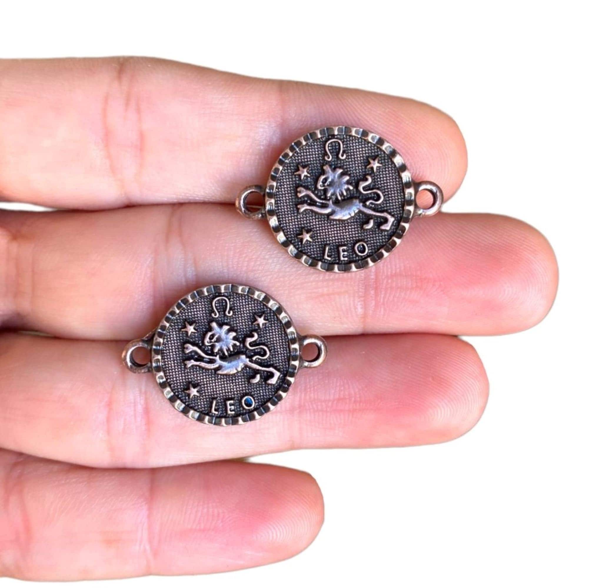 Copper Zodiac Sign Connector Antique Copper Plated Leo Charms Horoscope ...