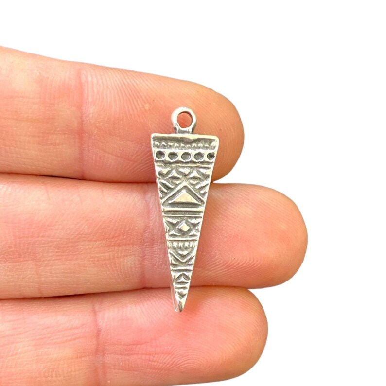 2 Silver Ethnic Triangle Charms Triangle Pendant Antique - Etsy