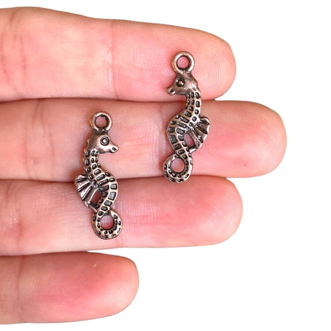 10 Copper Seahorse Charm Antique Copper Plated Seahorse Pendant Both ...