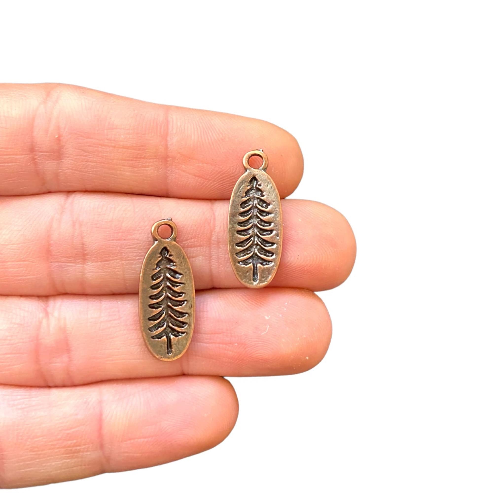 5 Copper Pine Tree Charms Antique Copper Plated Pine Tree Pendant ...