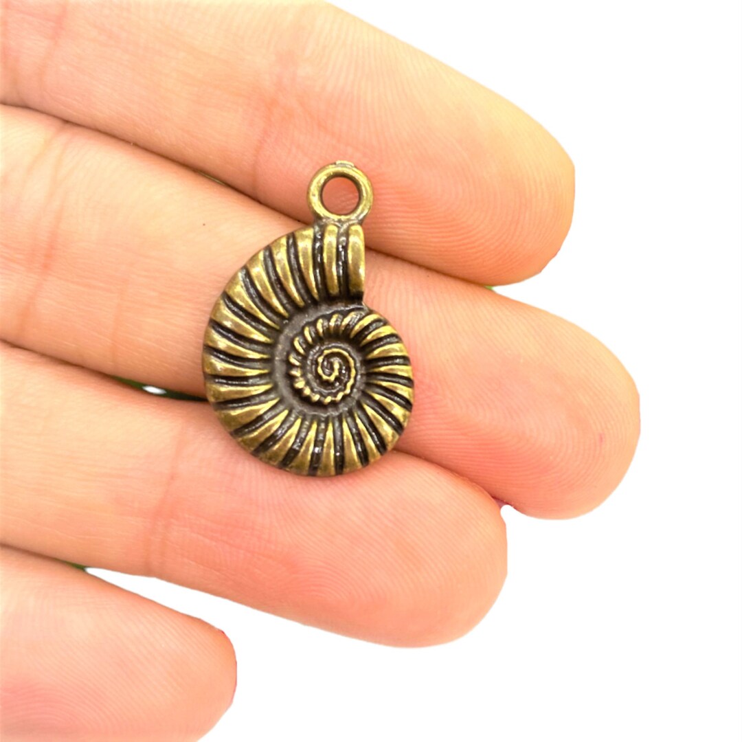 2 Bronze Snail Shell Charms - Antique Bronze Plated Snail Pendant ...