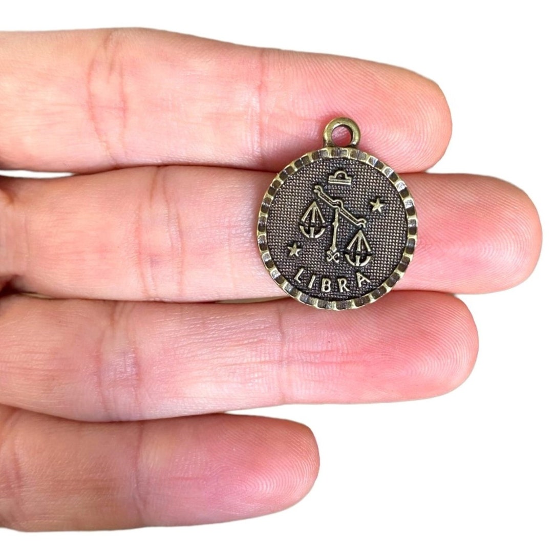 Antique Bronze Libra Charm – Zodiac Scales Pendant – Horoscope Jewelry ...