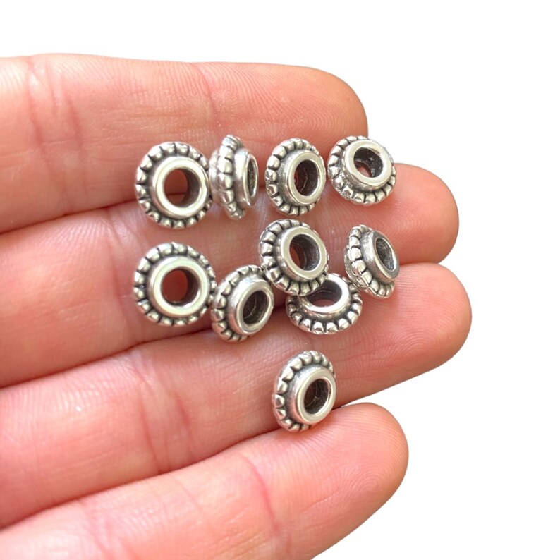 5 Silver Metal Disc Beads Antique Silver Plated Spacer Beads - Etsy