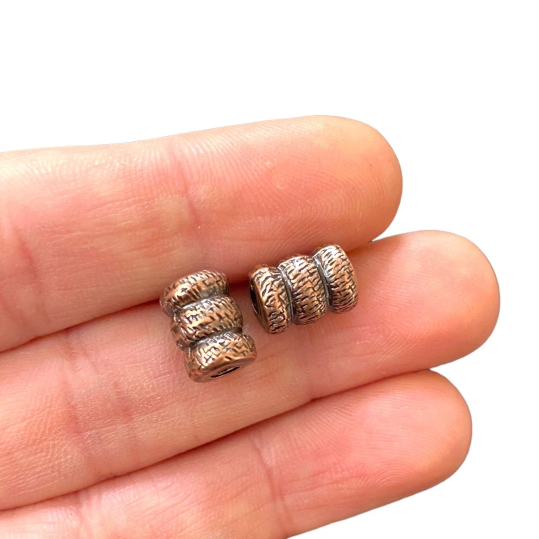 2 Copper Metal Beads Antique Copper Plated Long Beads Spacer Findings ...