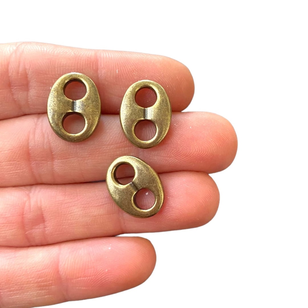 3 Bronze Button Charm Antique Bronze Plated Button Spacer Beads Metal ...