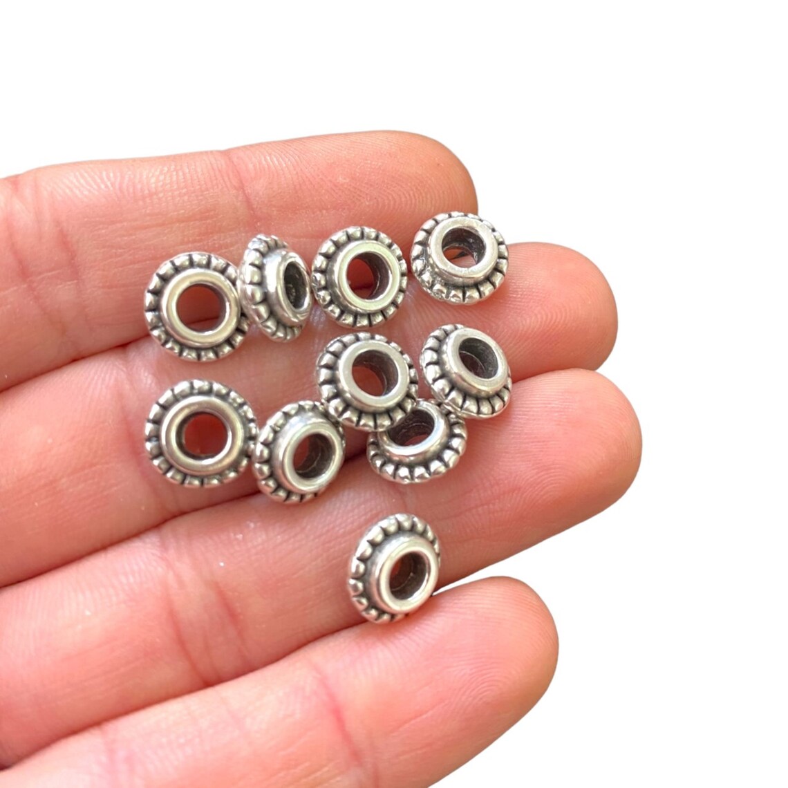 5 Silver Metal Disc Beads Antique Silver Plated Spacer Beads - Etsy
