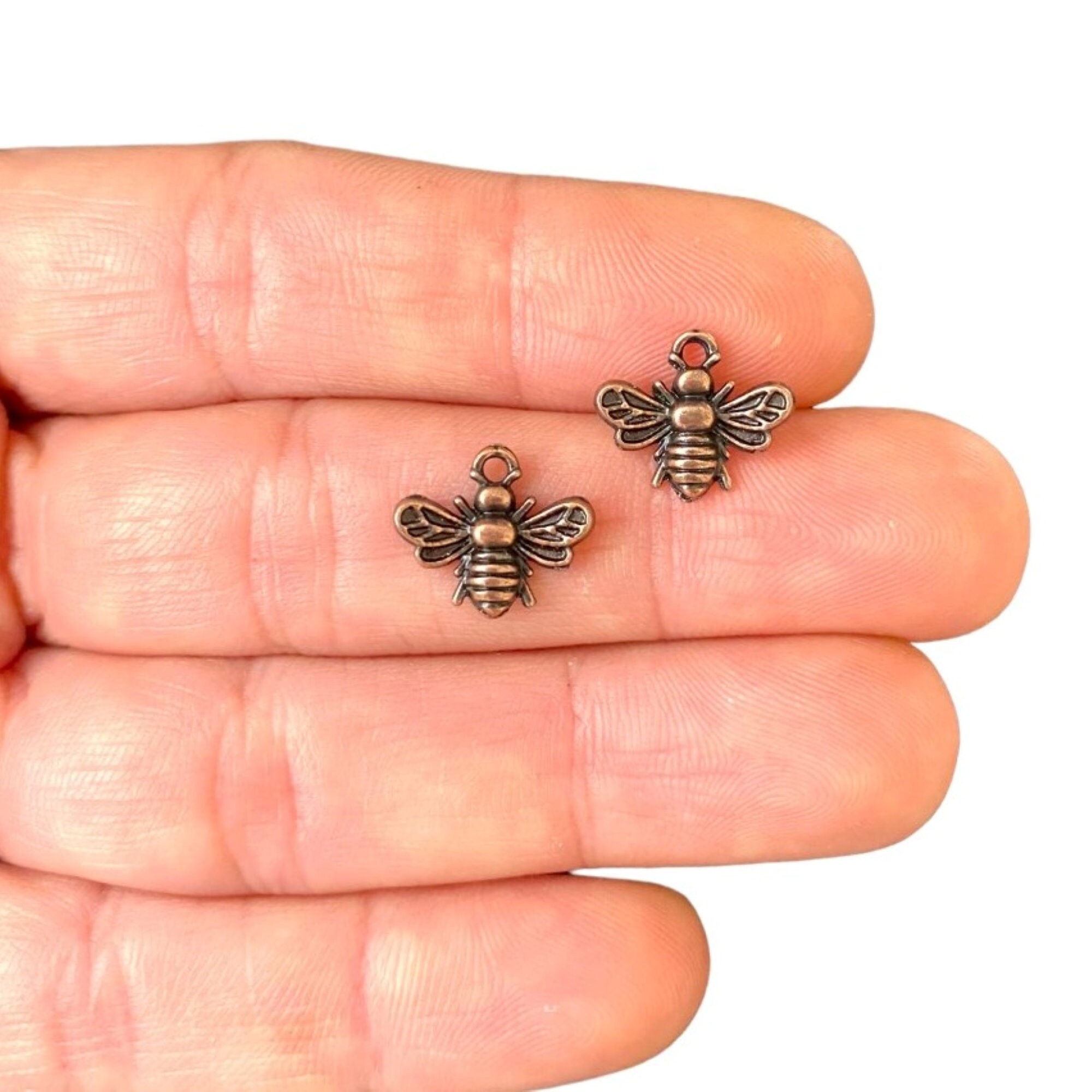 10 Copper Bee Charm Antique Copper Plated Bee Pendant Minimalist Bee ...