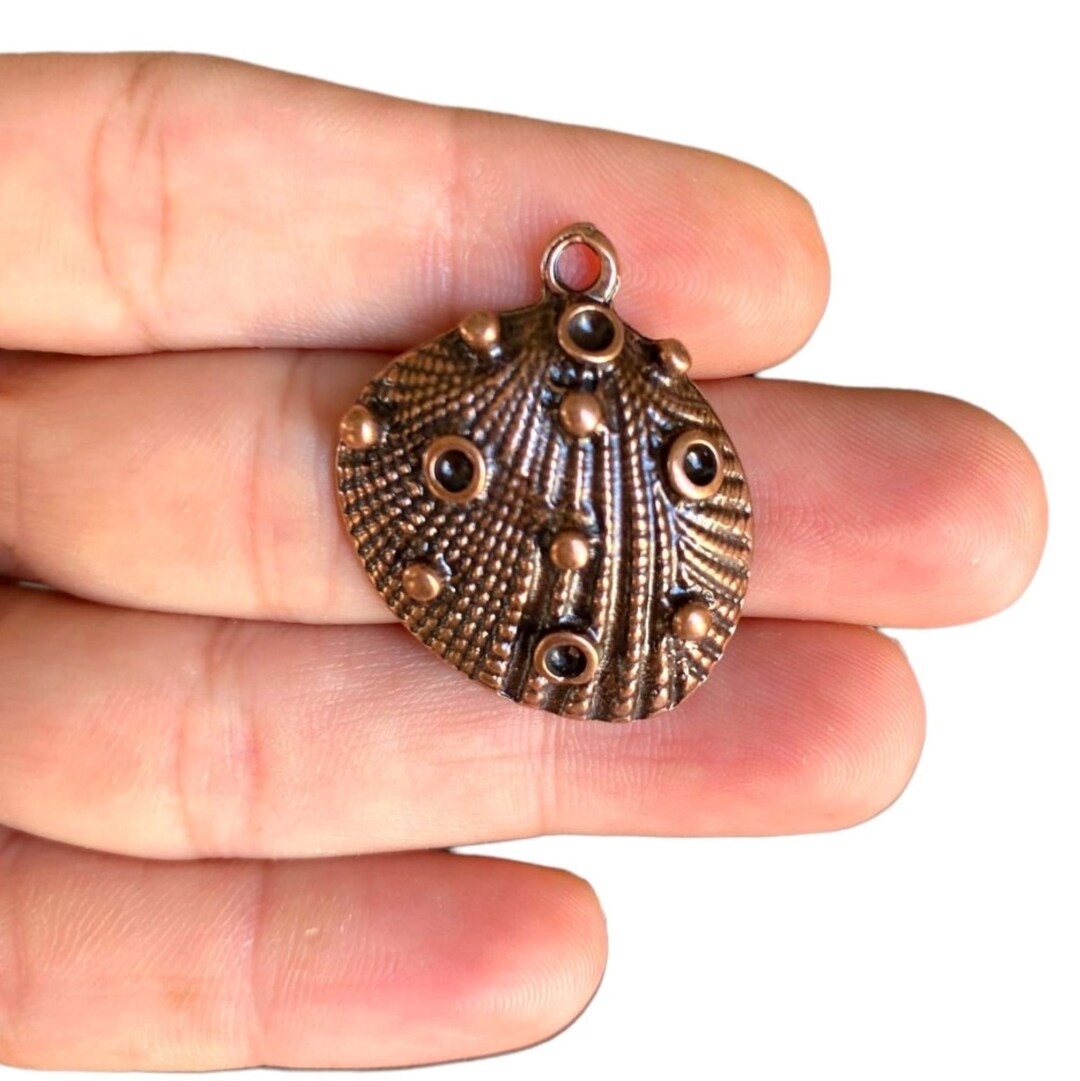 Copper Seashell Charm – Antique Copper Plated Beach Pendant – Ocean ...