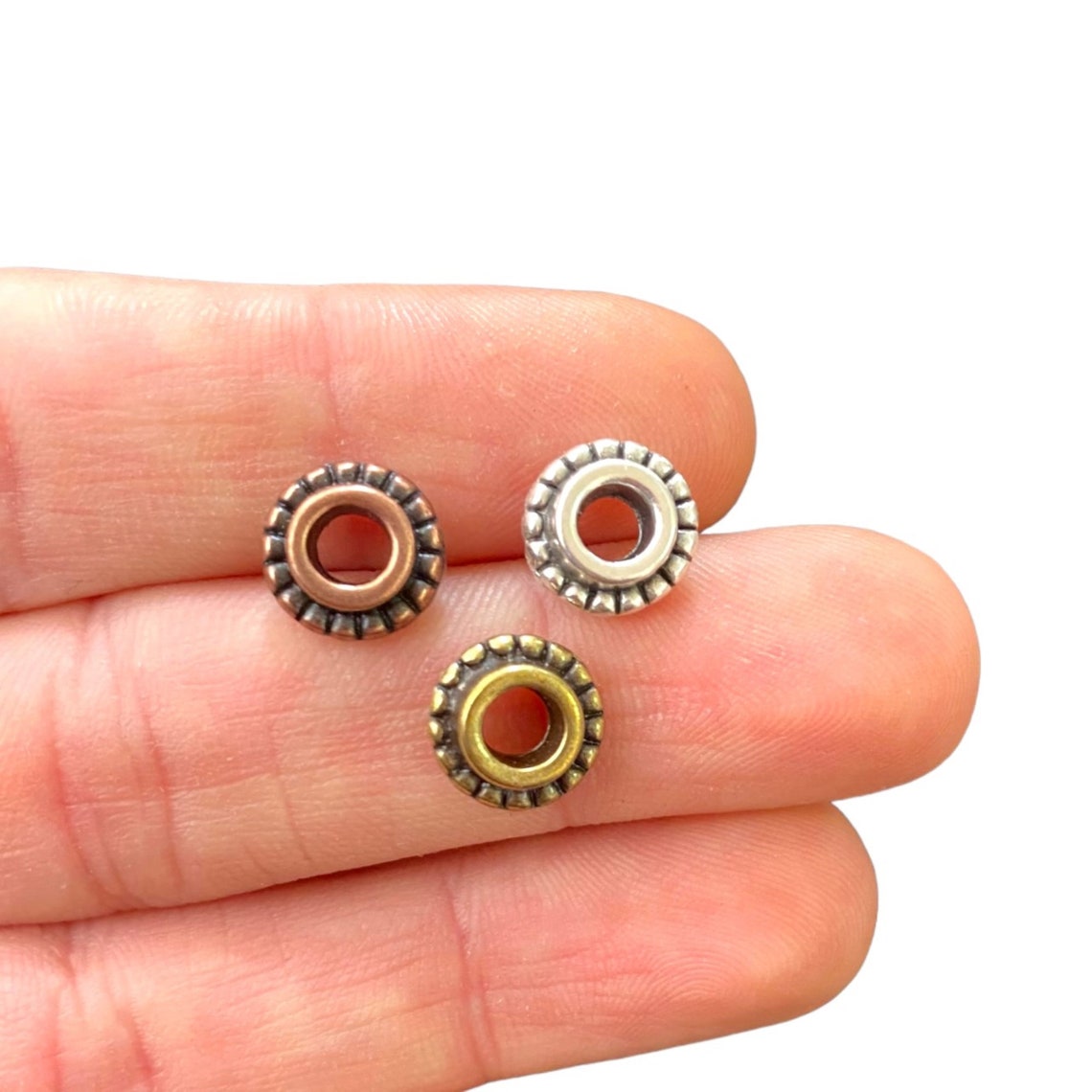 5 Silver Metal Disc Beads Antique Silver Plated Spacer Beads - Etsy