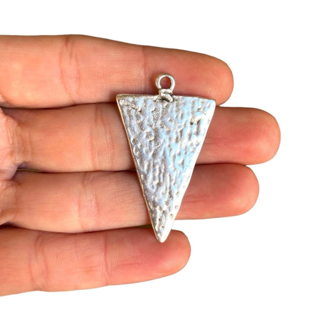 Silver Ethnic Triangle Charms Antique Silver Plated Triangle Pendant ...
