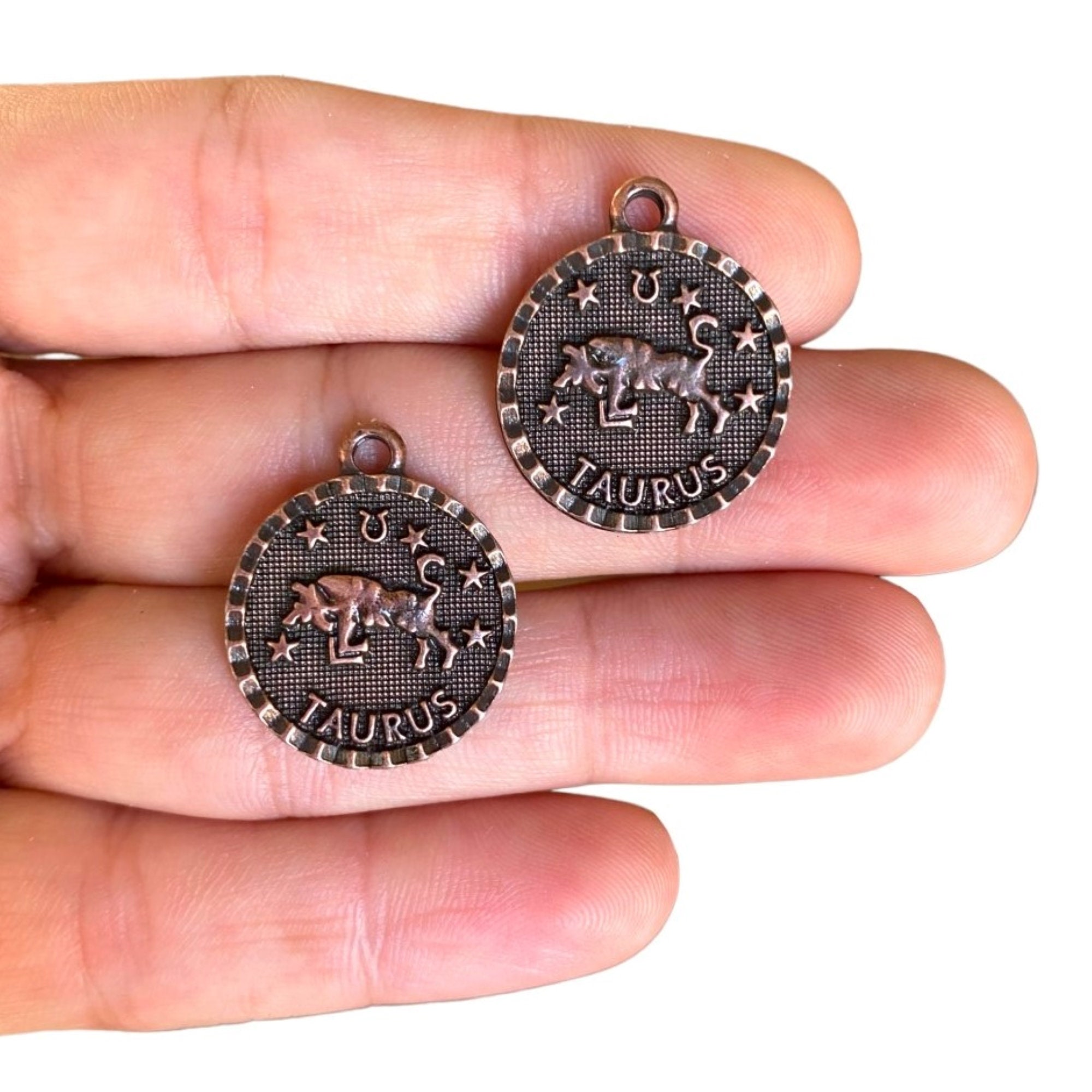 Copper Taurus Charm Zodiac Sign Pendant Antique Copper Plated Horoscope ...