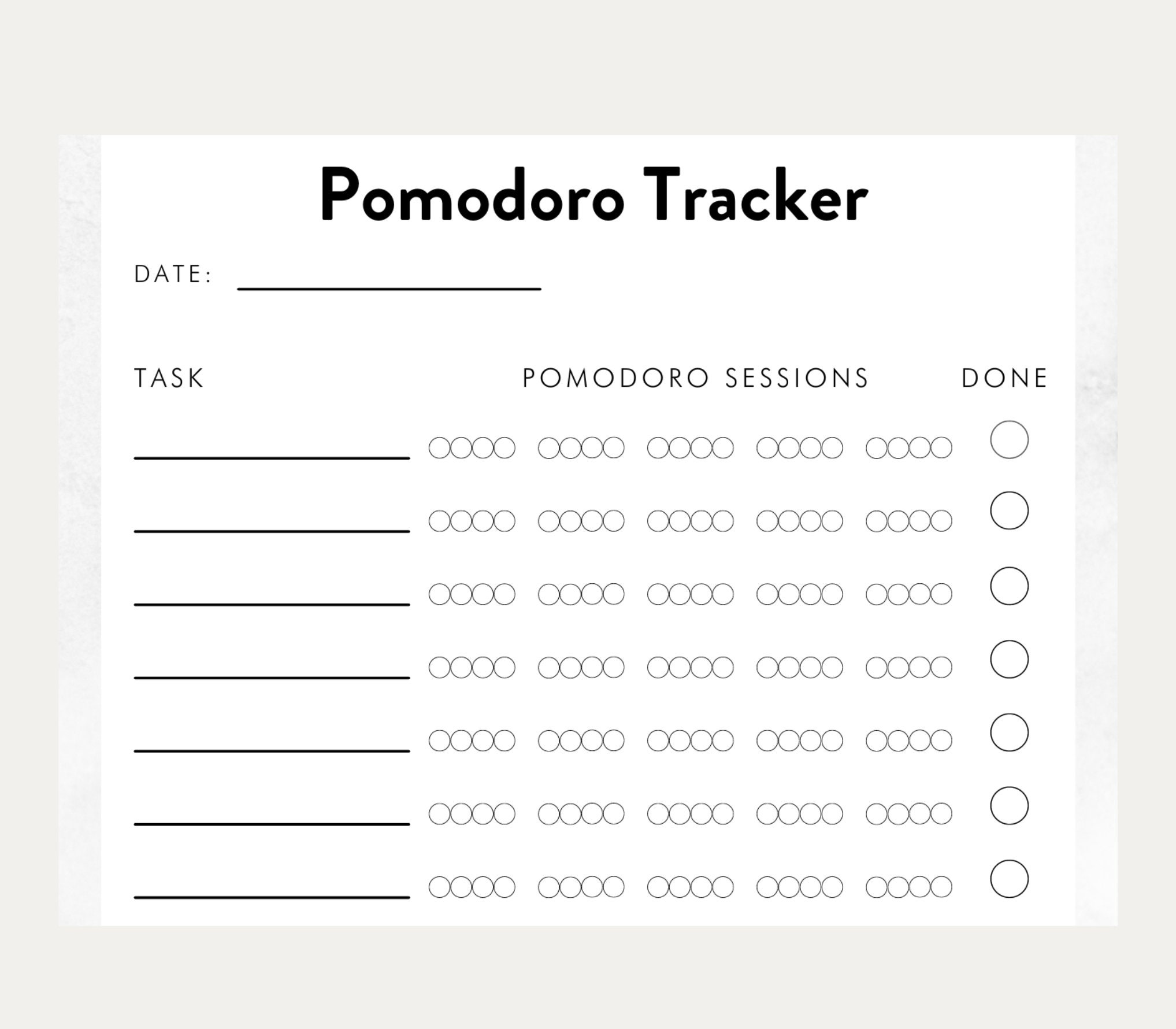 Pomodoro Timer Printable PDF, Productivity Tracker, Planner Sheet ...