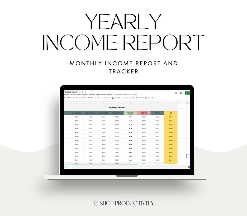 Yearly + Monthly Income and Expense Report and Tracker Spreadsheet ...