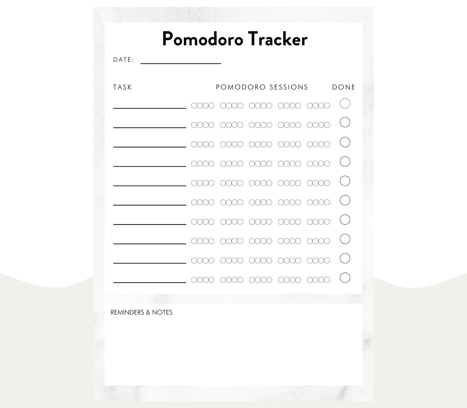 Pomodoro Timer Printable PDF, Productivity Tracker, Planner Sheet ...