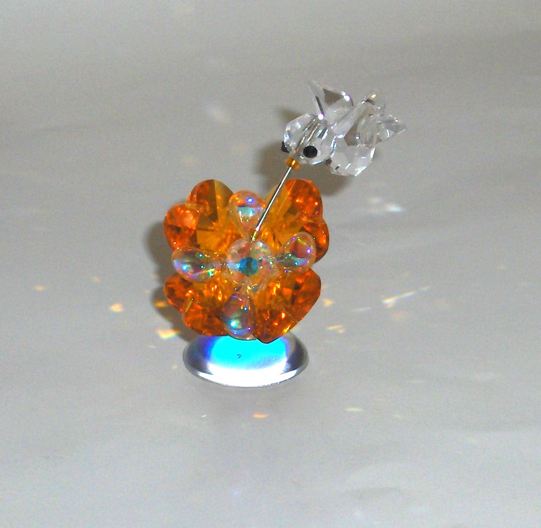 Austrian Crystal Hummingbird on Flower - Collectible Figurine - Etsy