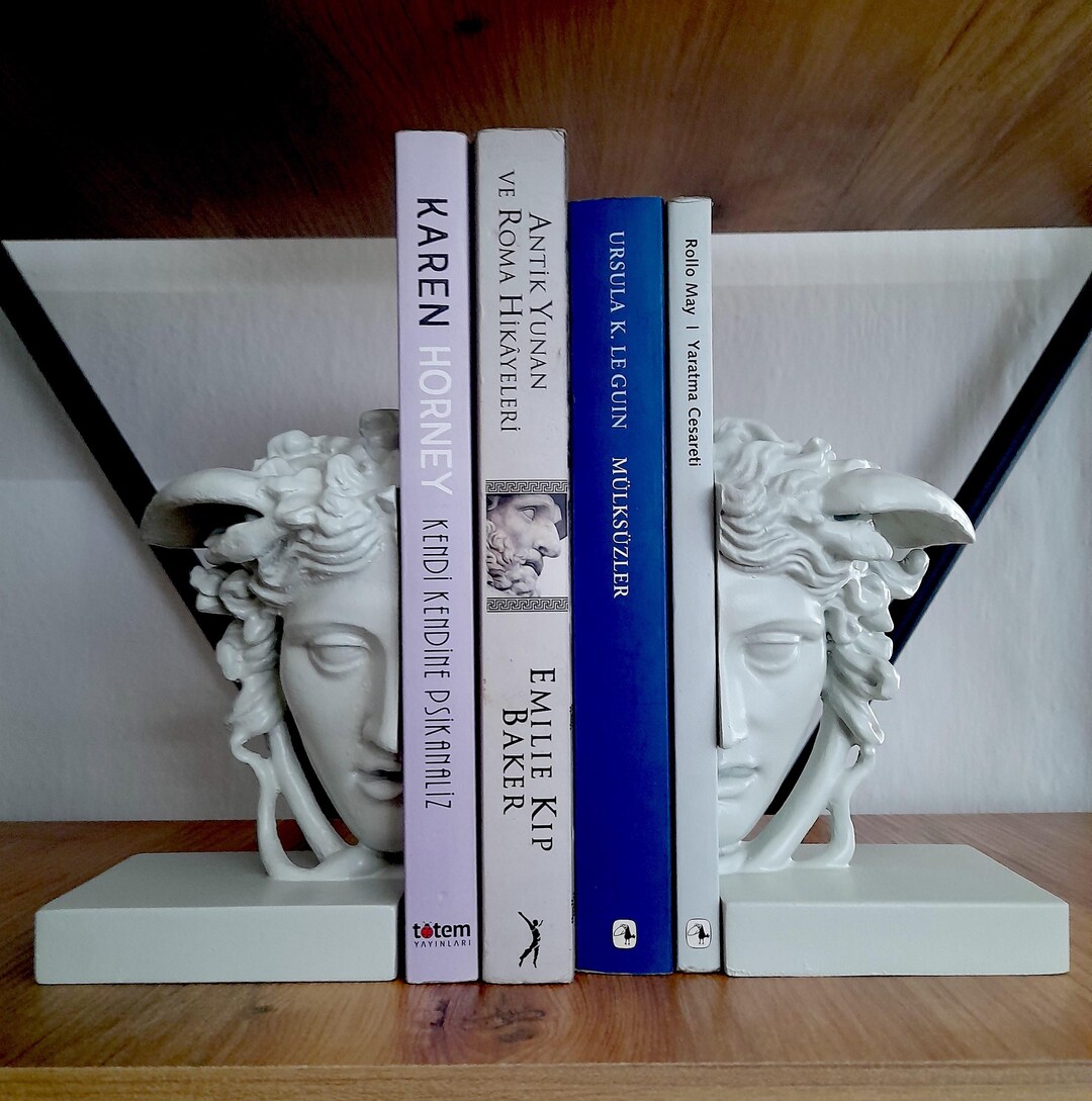 Medusa Bookends - Gothic Mythology Decor for Bookshelves - Handcrafted ...