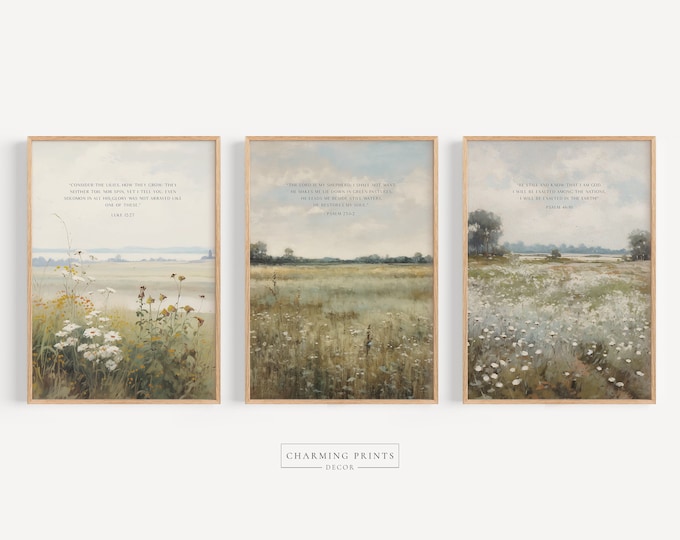 Scripture Christian Art Prints Set of 3 PRINTED Scripture Wall Art ...
