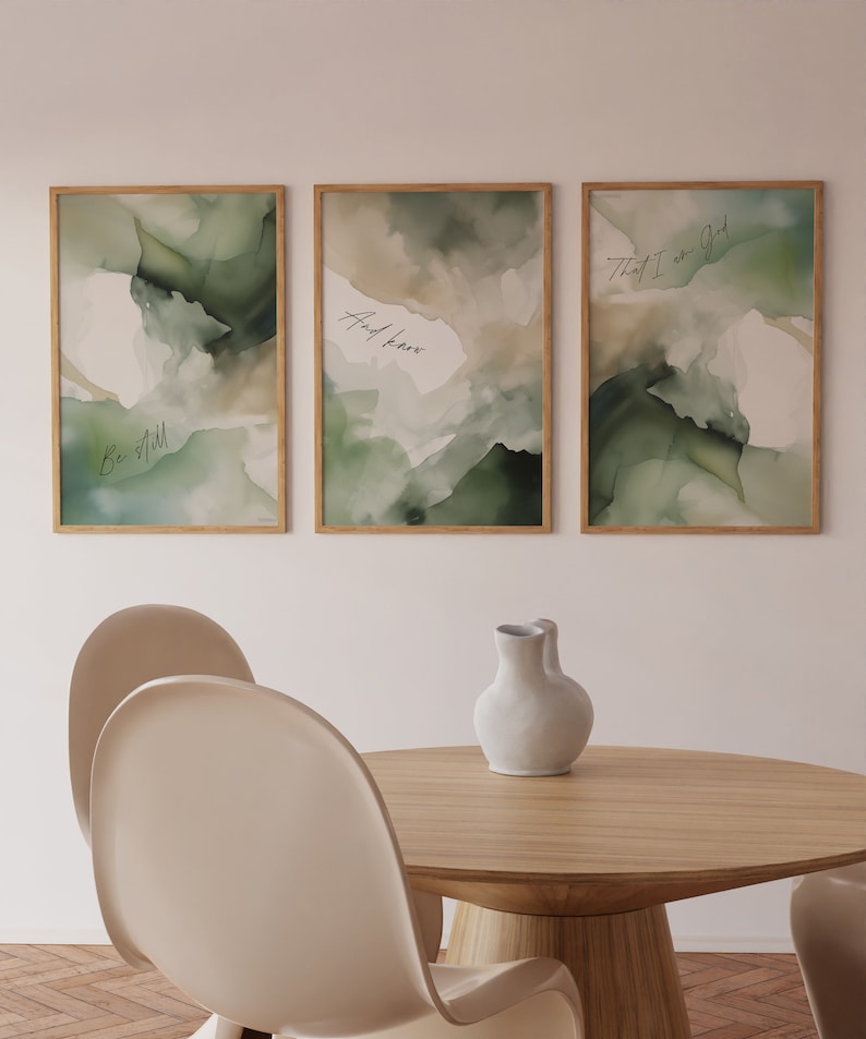 Abstract Scripture Christian Art Prints Psalm 46 Set of 3 PRINTED Be ...