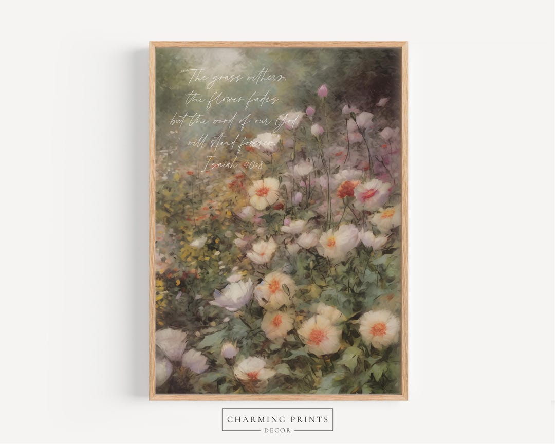 Christian Scripture Wall Art | Elegant Isaiah 40:8 Print With Vintage ...