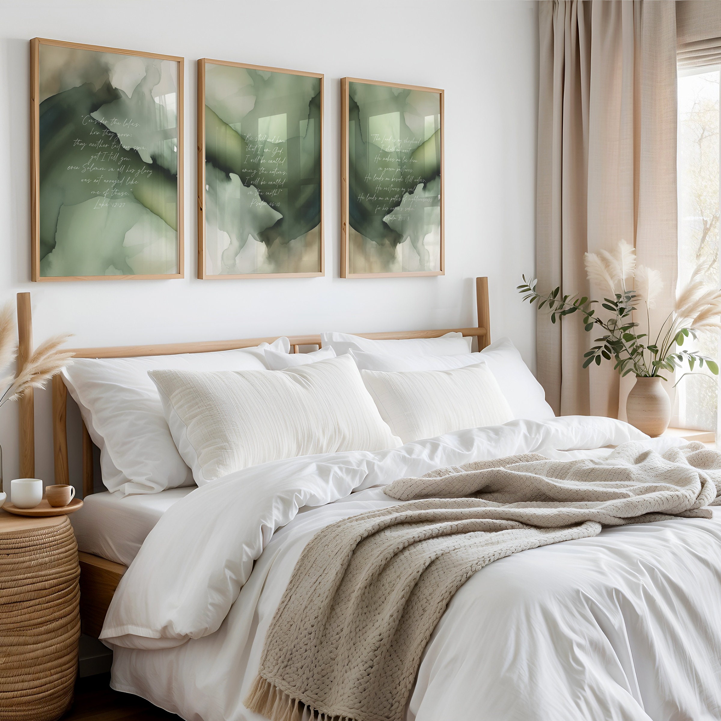 Abstract Scripture Christian Art Prints Luke 12, Psalm 23, Psalm 46 Set ...