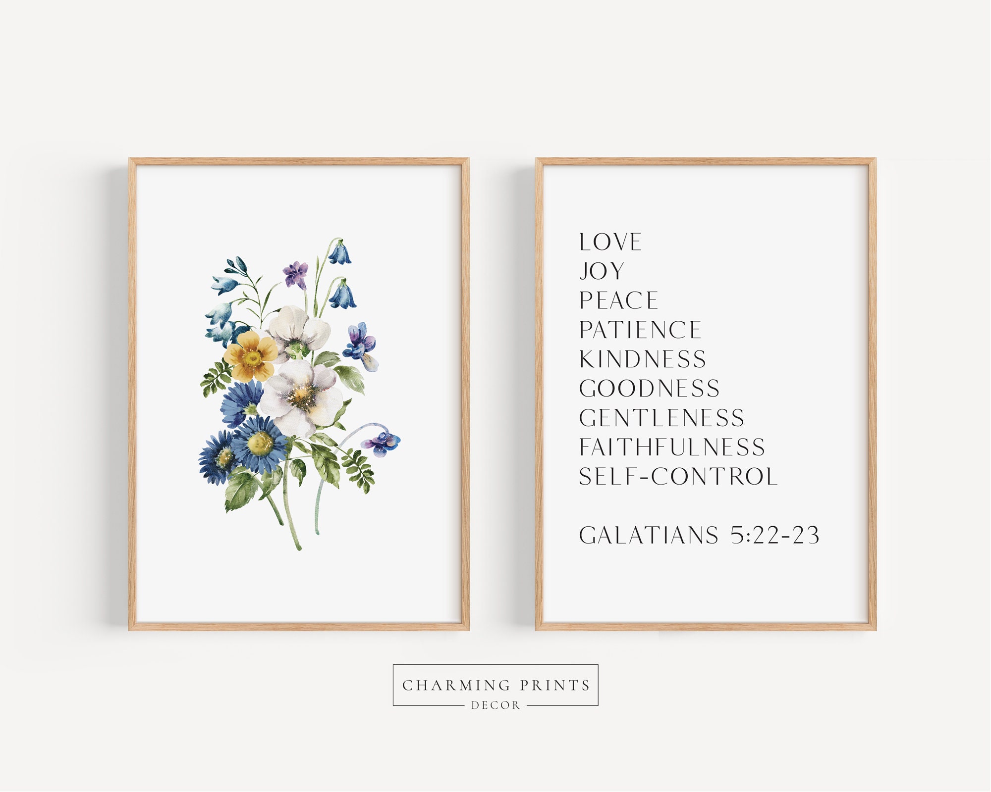 Christian Wall Art Set of 2 PRINTED Fruit of the Spirit Wall Art Modern ...