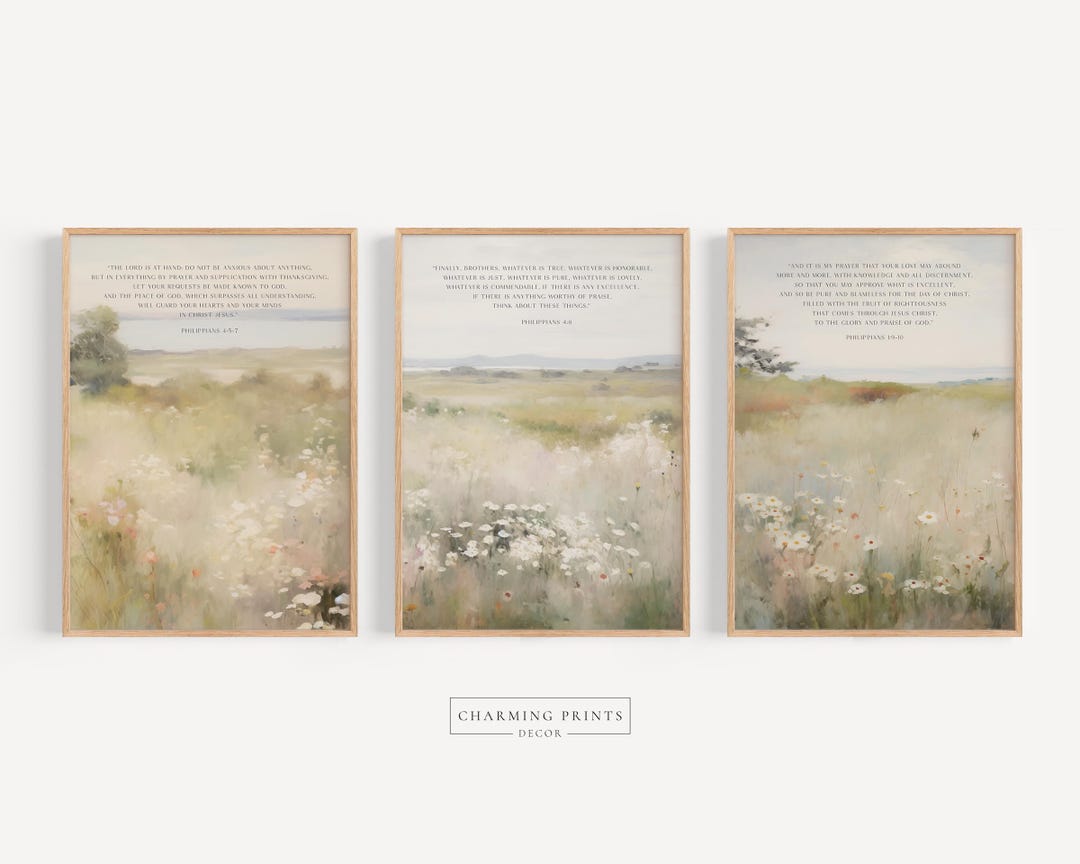 Scripture Christian Art Prints Set of 3 PRINTED Scripture Wall Art ...
